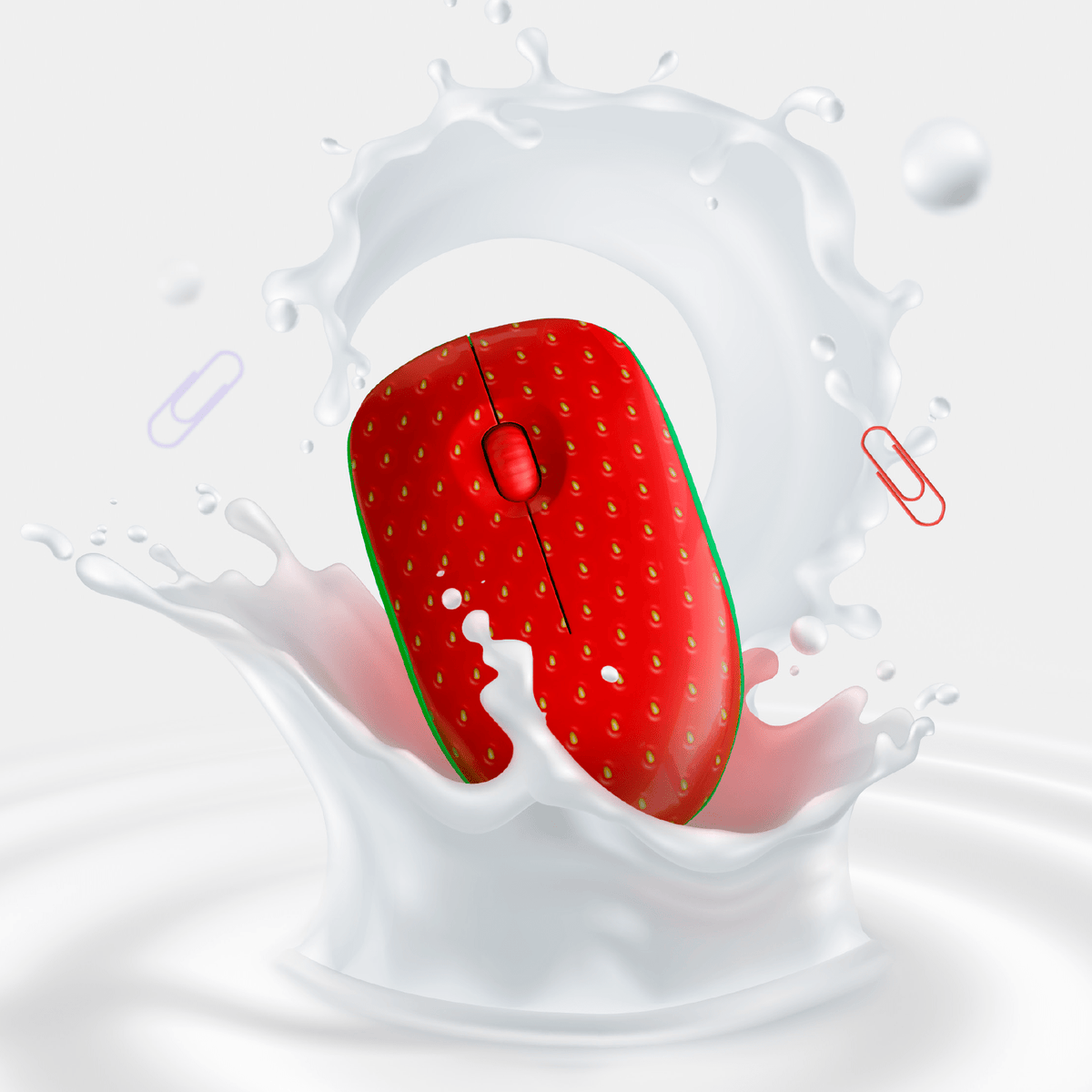 Strawberry Wireless Computer Mouse - Mustard London